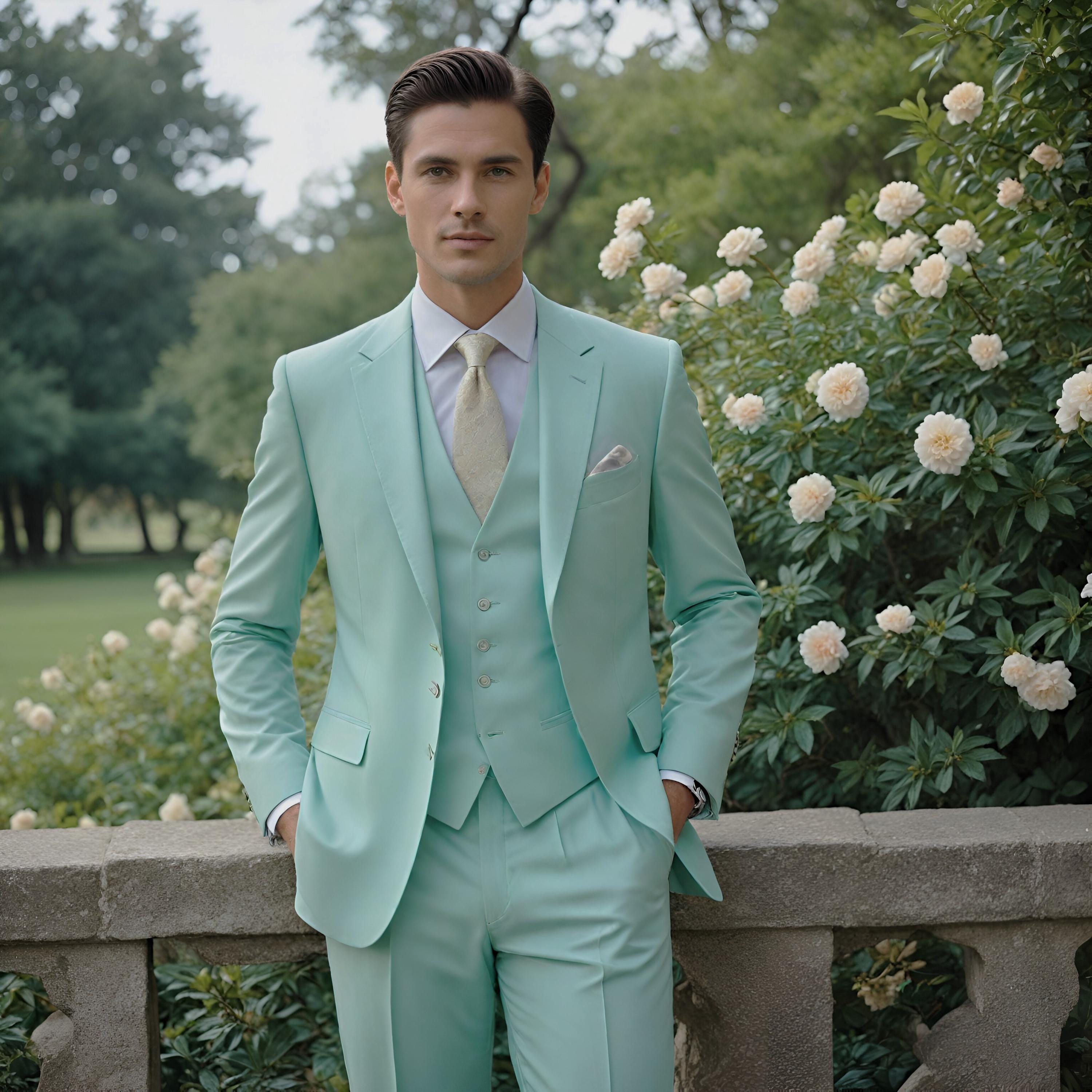 Mint Green Formal Suit Sophisticated Mint Formal Attire Elegant ...