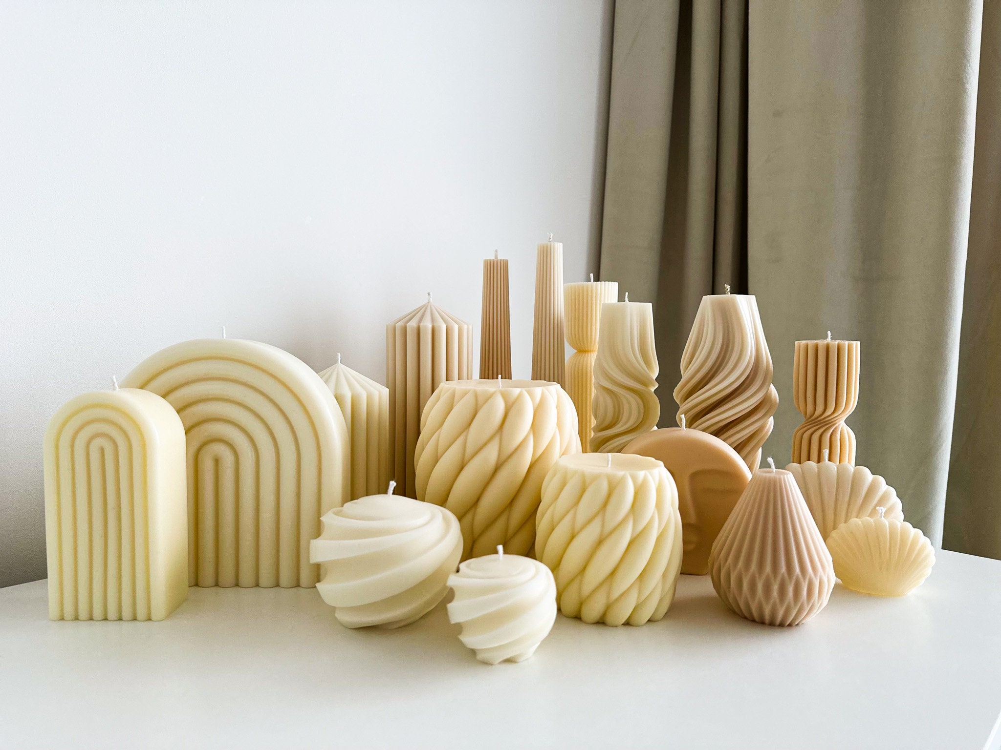 Arc Candles Set, Narrow Twisted Candles, Rainbow Sculptural Candle ...