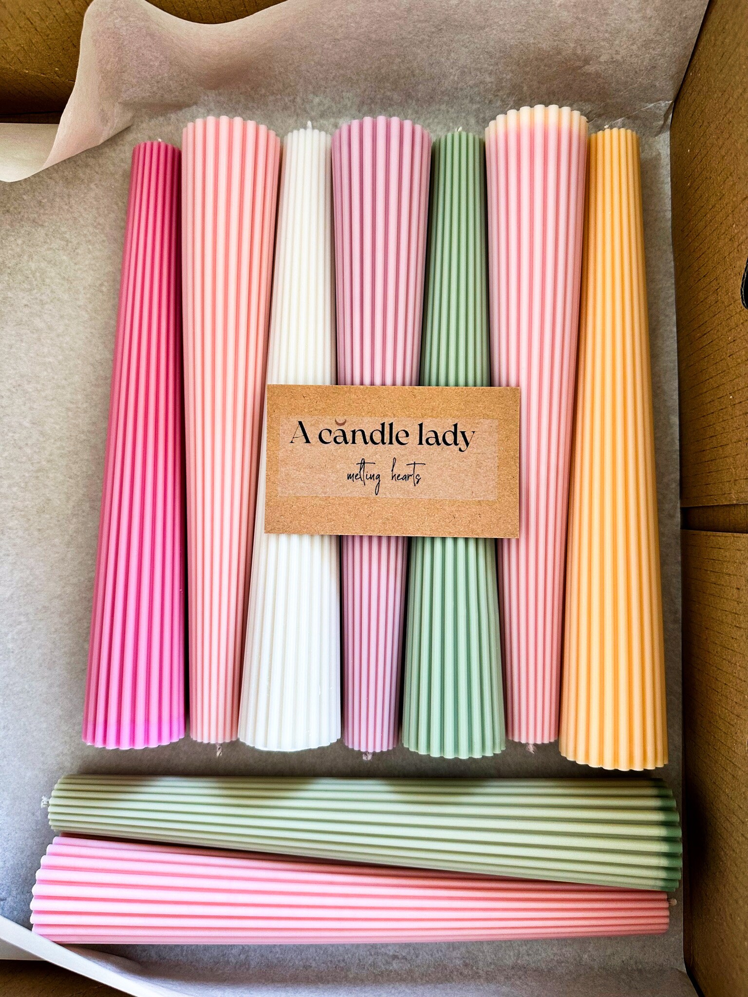 Cylindrical Candles Set, Narrow Twisted Candles, Pillar Sculptural ...