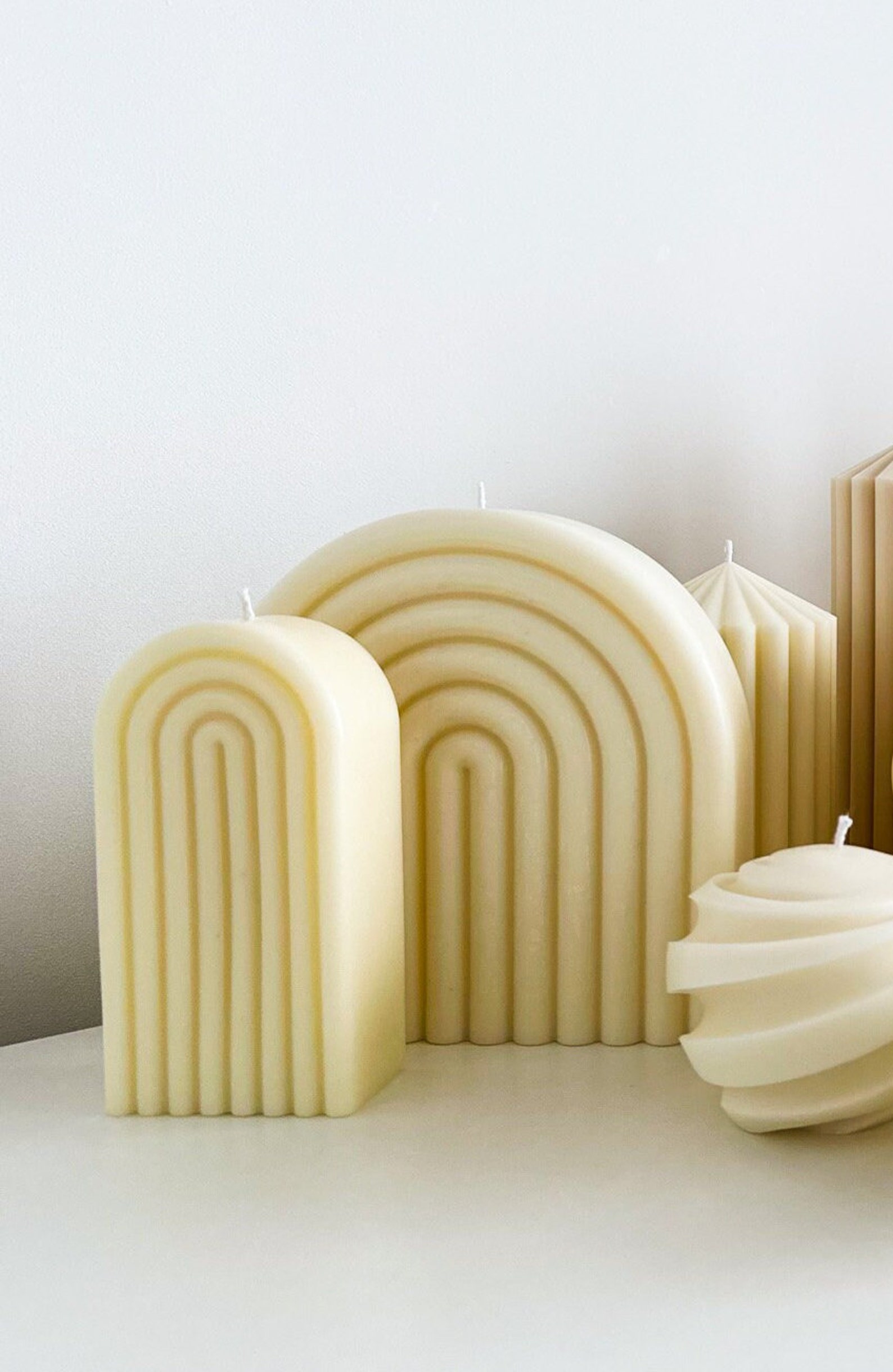 Arc Candles Set, Narrow Twisted Candles, Rainbow Sculptural Candle ...