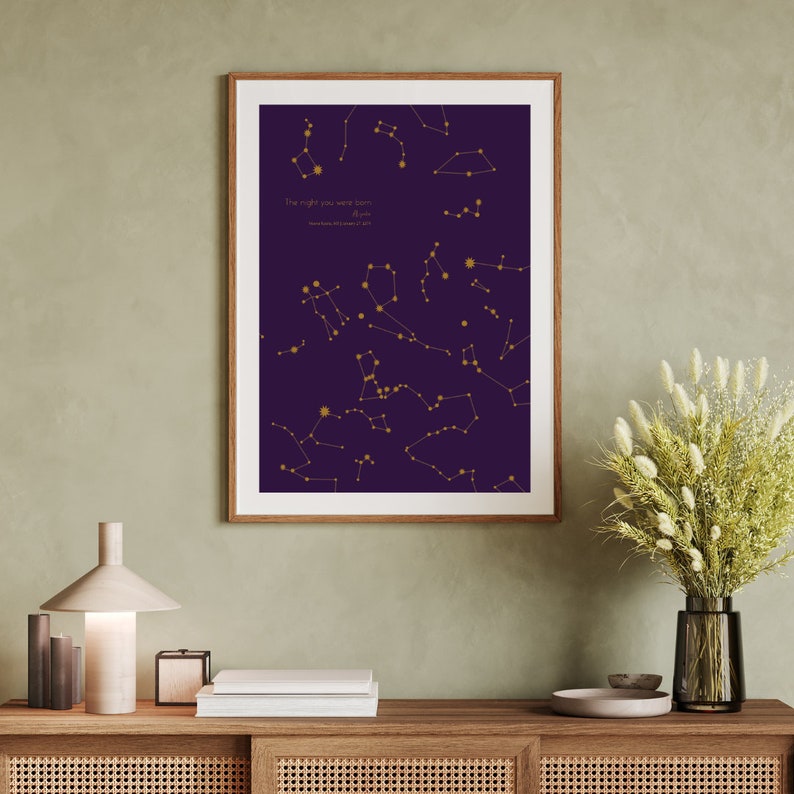 Digital Custom Star Map / Printable / Personalized Star Map by Date and ...