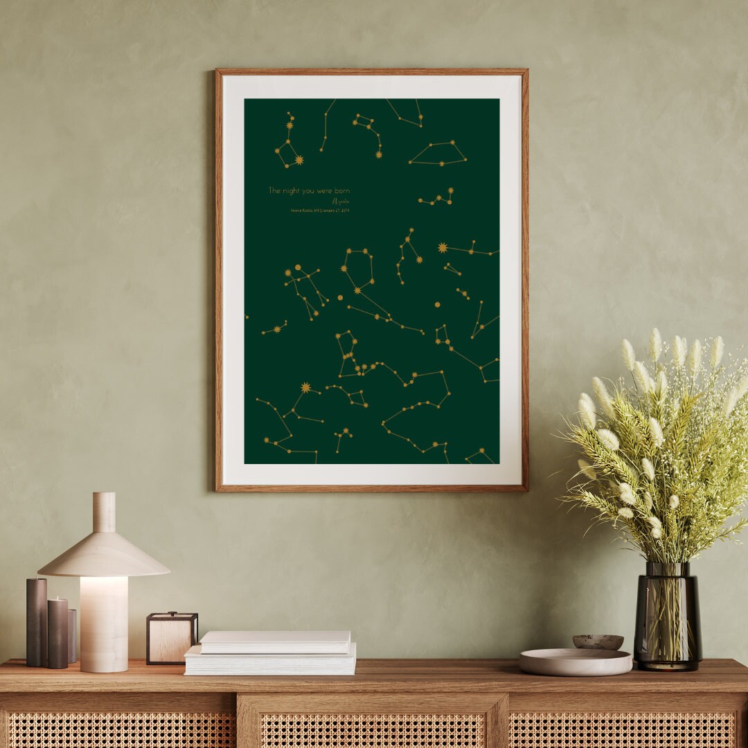Digital Custom Star Map / Printable / Personalized Star Map by Date and ...