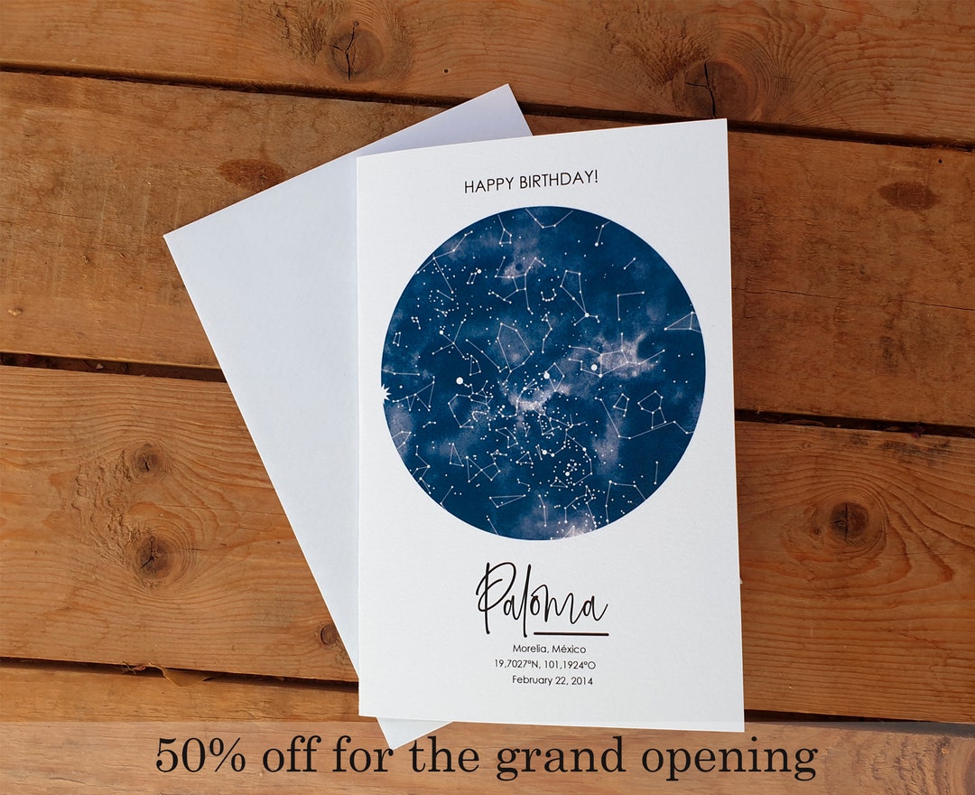 Star Map Card Birthday Star Map Custom Star Map Birthday Star Map Night ...