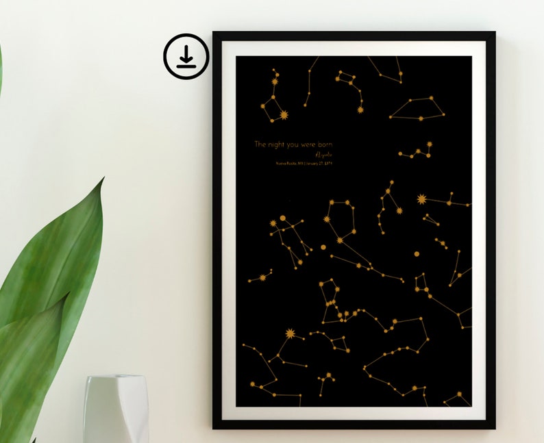 Digital Custom Star Map / Printable / Personalized Star Map by Date and ...