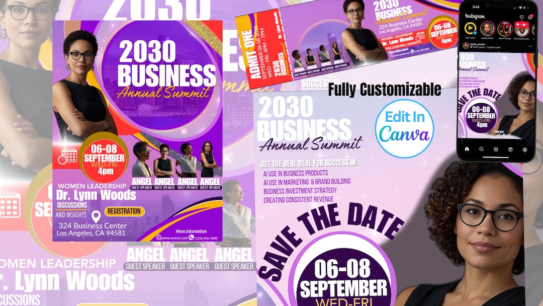 Women's Conference Bundle. All Canva Templates, Empowerment Flyer, Save ...
