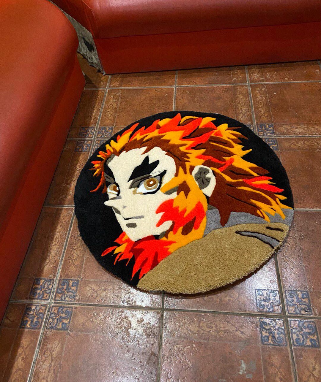 A Modern Tapestry Rug Featuring Anime Demon Slayer, Character Kyojuro ...