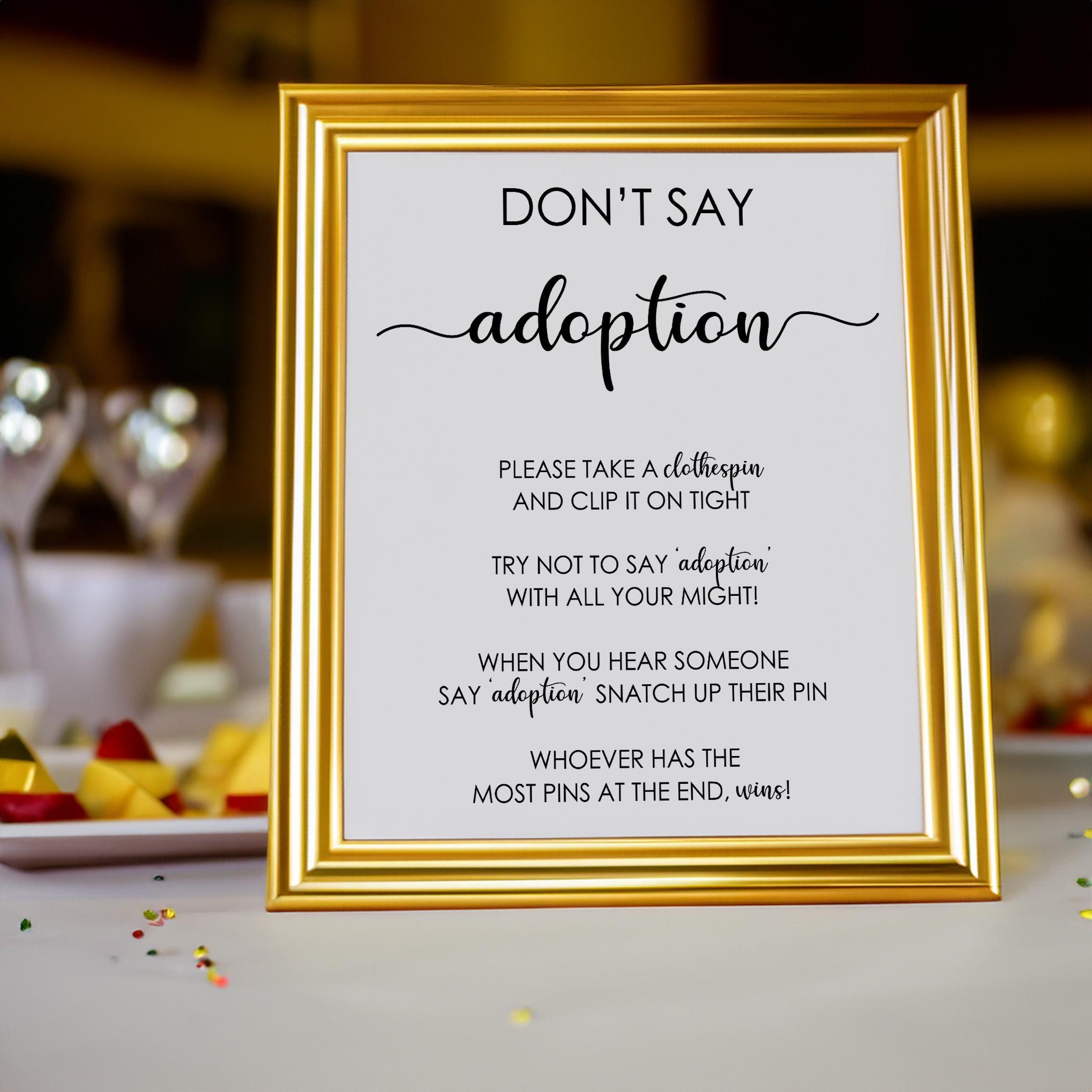 Adoption Shower Game Printout 'don't Say Adoption' - Etsy