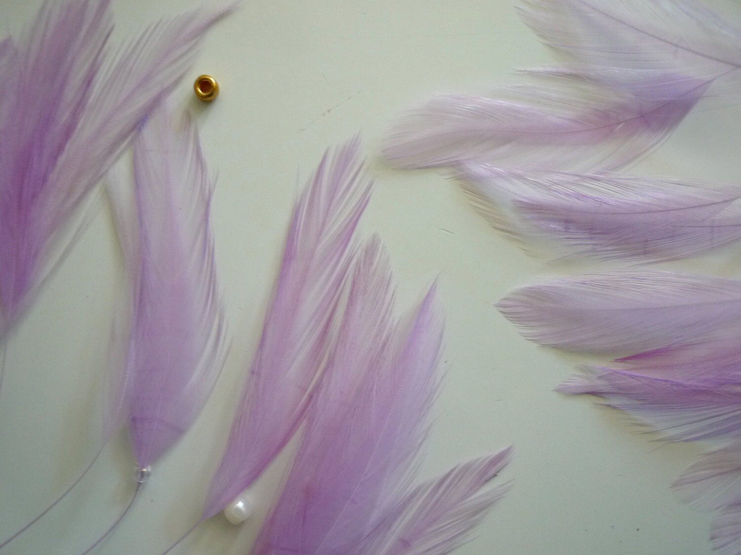 HALF PINWHEEL Beaded Hackle Feathers / Light Lavende Wisteria - Etsy