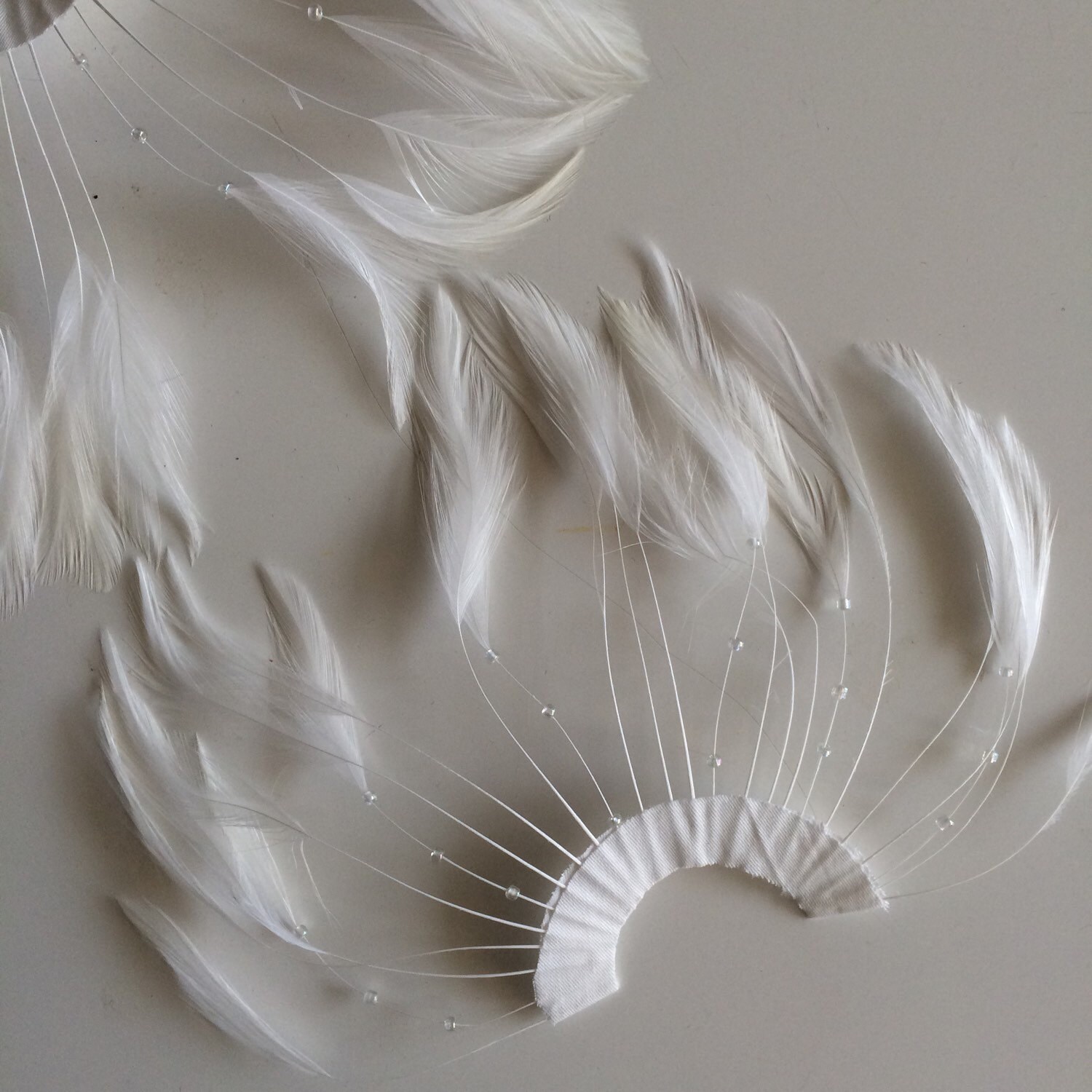 HALF PINWHEEL Beaded Feathers / off White Eggshell / 1200 | Etsy