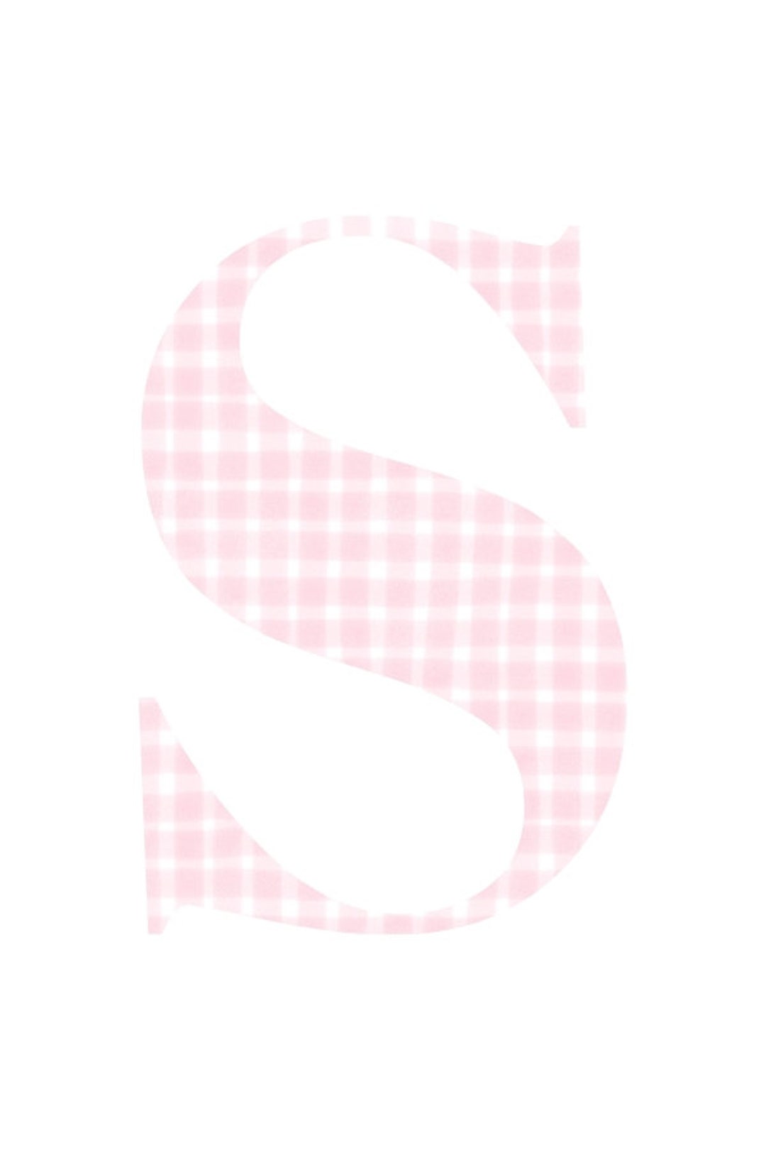 Capital Gingham Letter Printable Art Pink S - Etsy