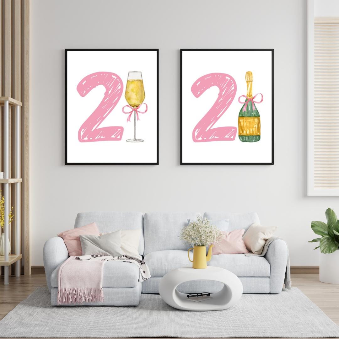 21st Birthday Printables 2 Champagne Art Digital Download - Etsy