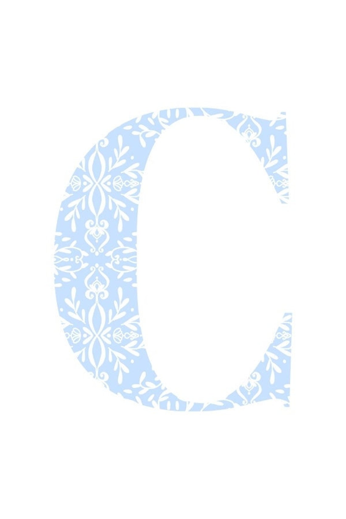 Capital Toile Letter Printable Art Blue C - Etsy