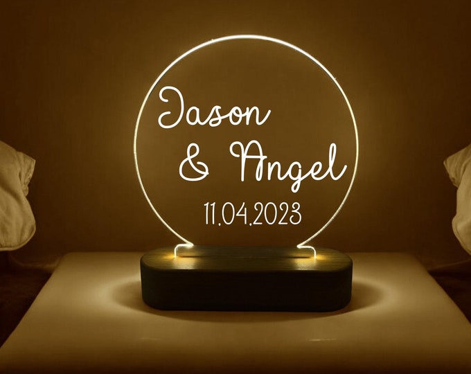Personalized Night Light Home Decor Wedding Gift Ideas Engagement Gift ...