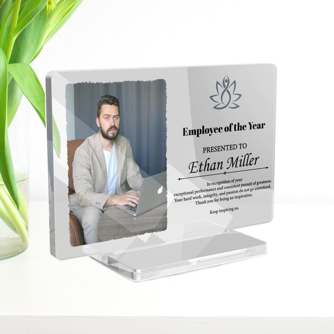 Personalized Employee Award Plaque, Custom Acrylic Trophy With Photo ...