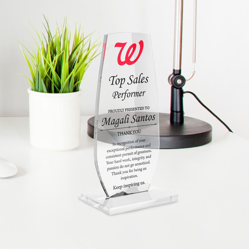 Top Performer Crystal Award | Custom Engraved Trophy for Employee ...