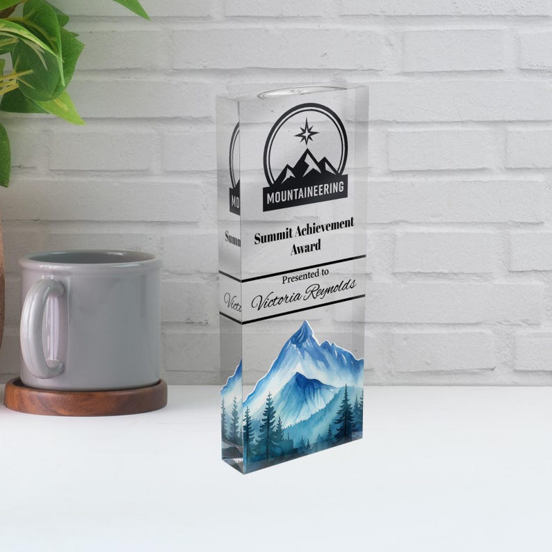 Custom Acrylic Achievement Award, Summit Trophy, Personalized Mountain ...