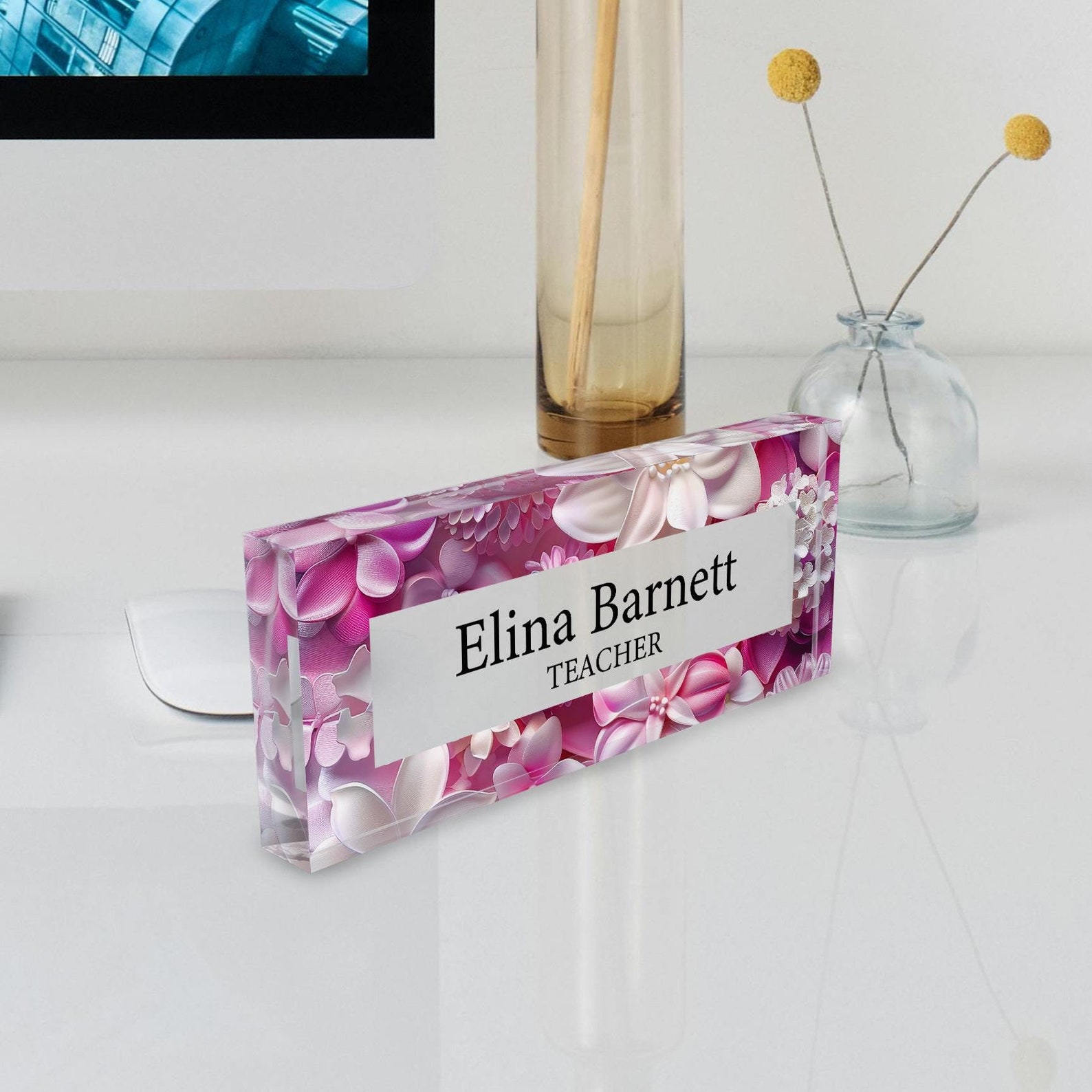 Acrylic Custom Name Plate for Desk Plaque, Clear Glass Plate ...
