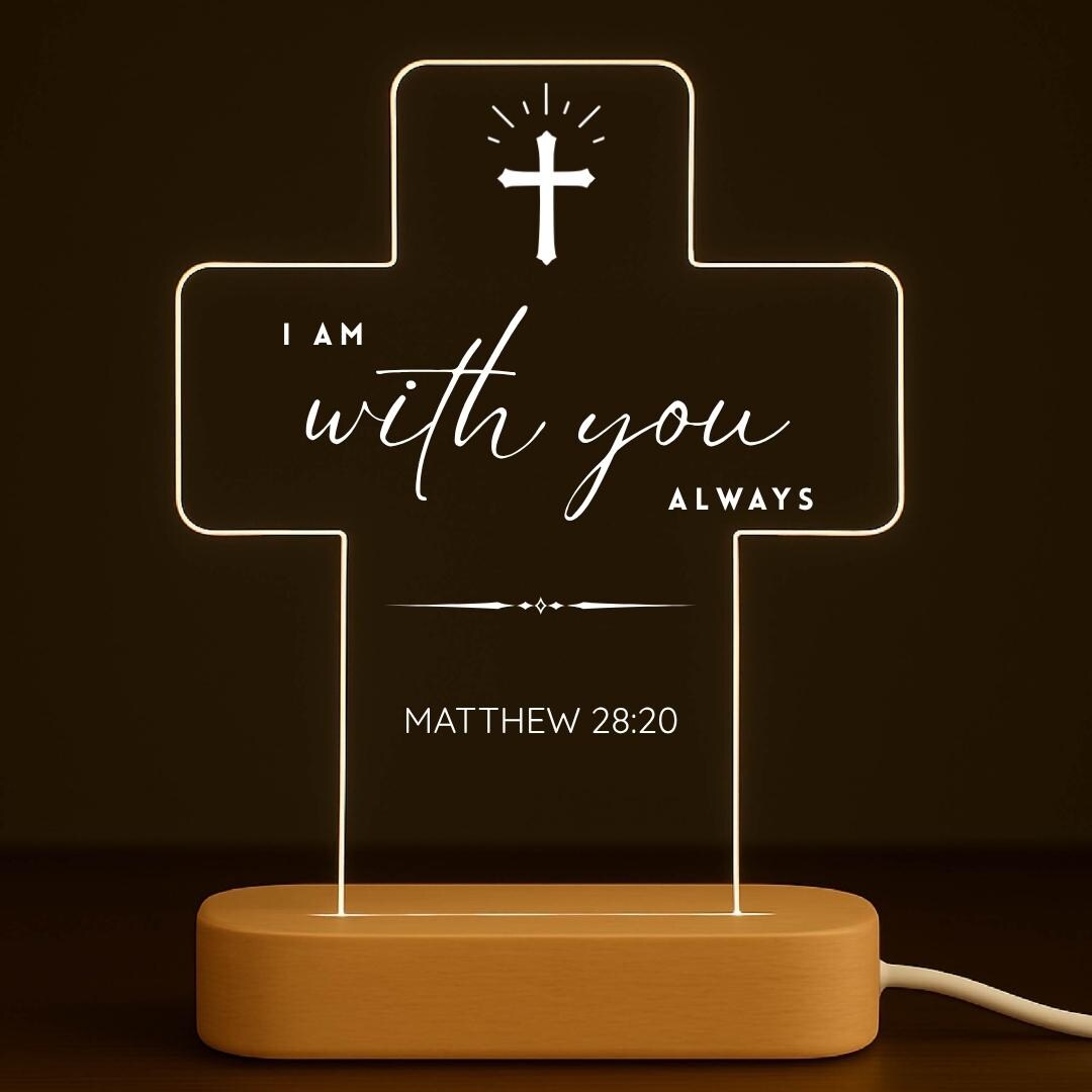 Personalized Christian Cross Lamp – Scripture Night Light With Bible ...