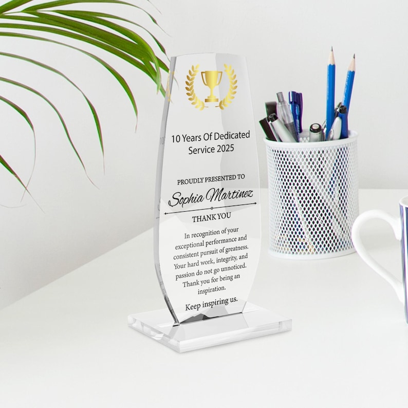 Top Performer Crystal Award | Custom Engraved Trophy for Employee ...