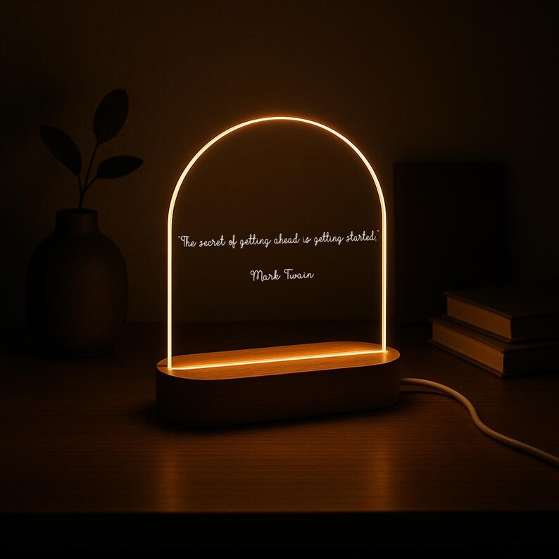 Personalized Quote LED Night Light: Custom Acrylic Lamp With Wooden ...