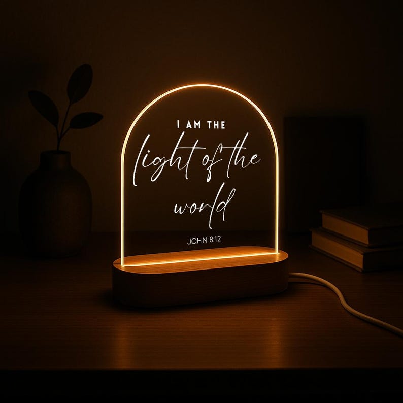 Personalized Bible Verse LED Night Light: Christian Home Decor - Etsy