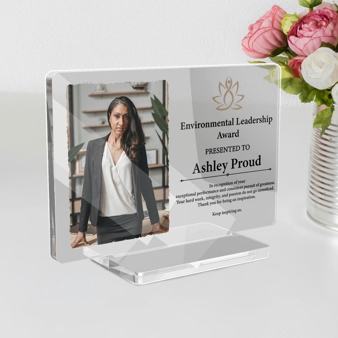Customized Award Plaque, Custom Trophy With Photo & Logo, Leadership ...