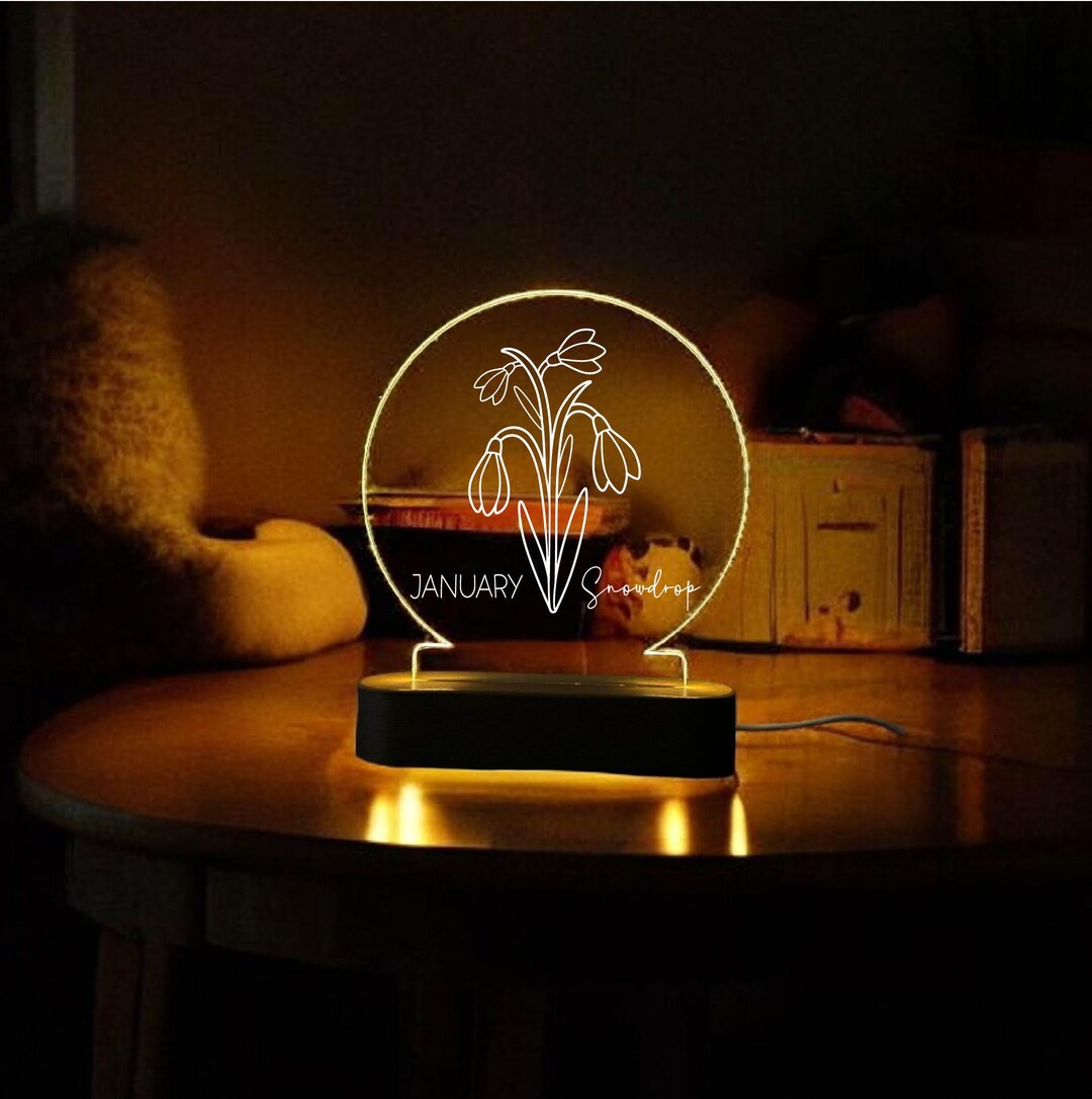 January Birthday Boho Night Floral Night Light , Flower Night Light ...