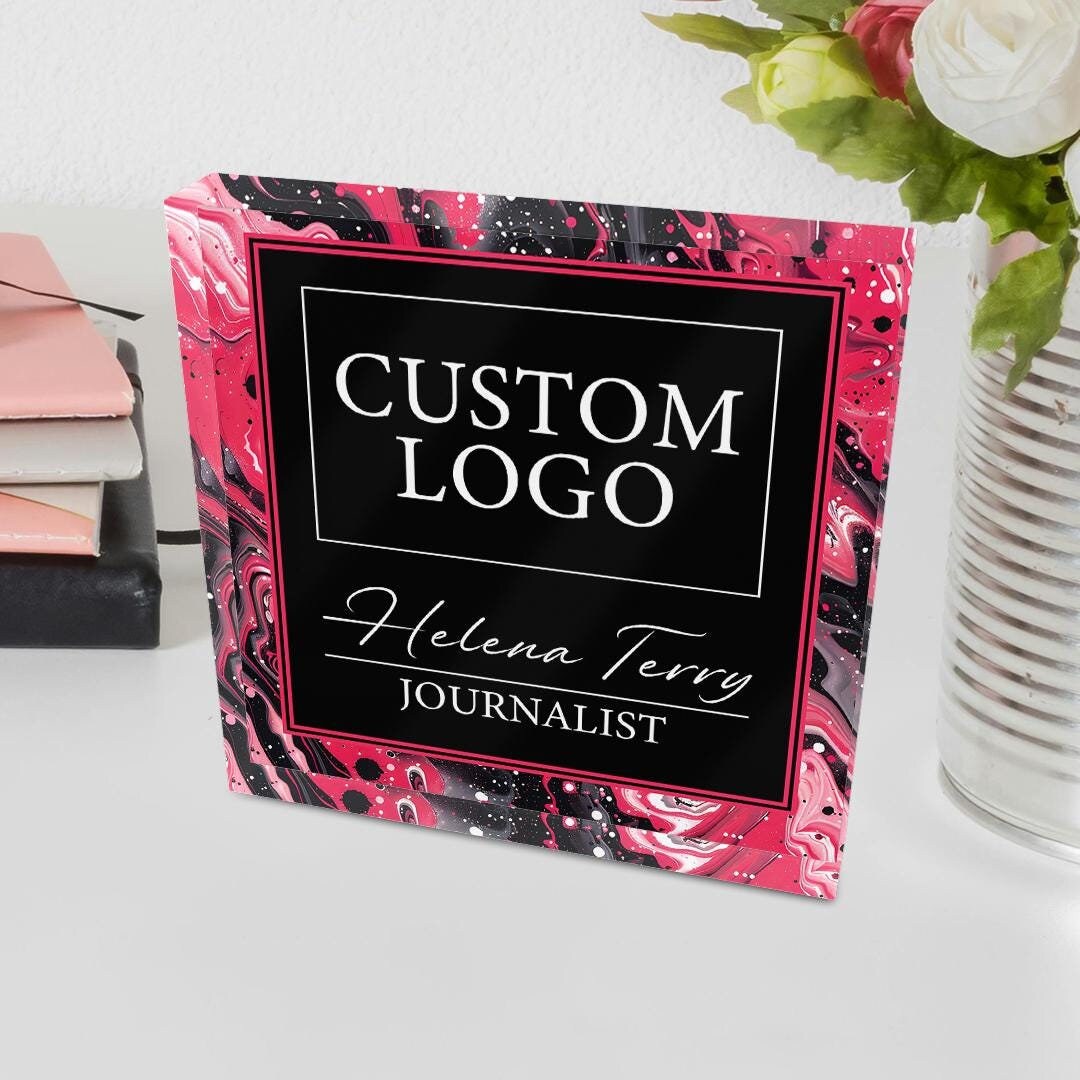 Personalized Business Logo Acrylic Plaque, Business Company Logo Desk ...