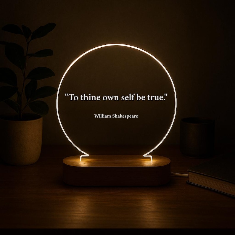 Personalized Quote LED Night Light: Custom Acrylic Lamp With Wooden ...