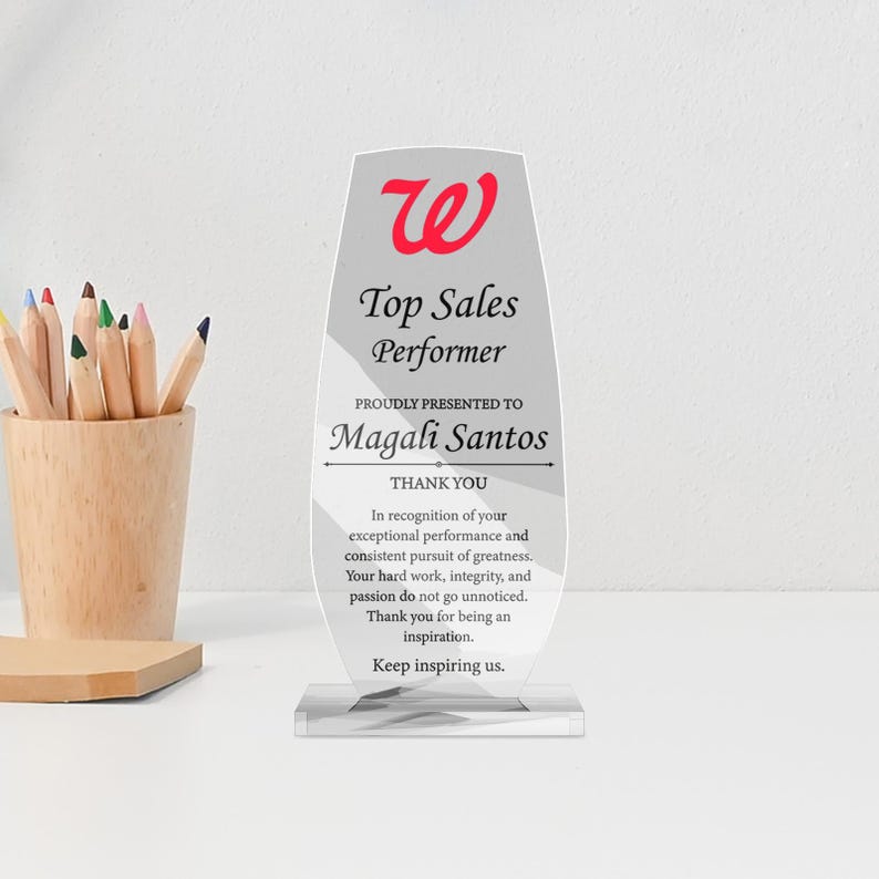 Top Performer Crystal Award | Custom Engraved Trophy for Employee ...