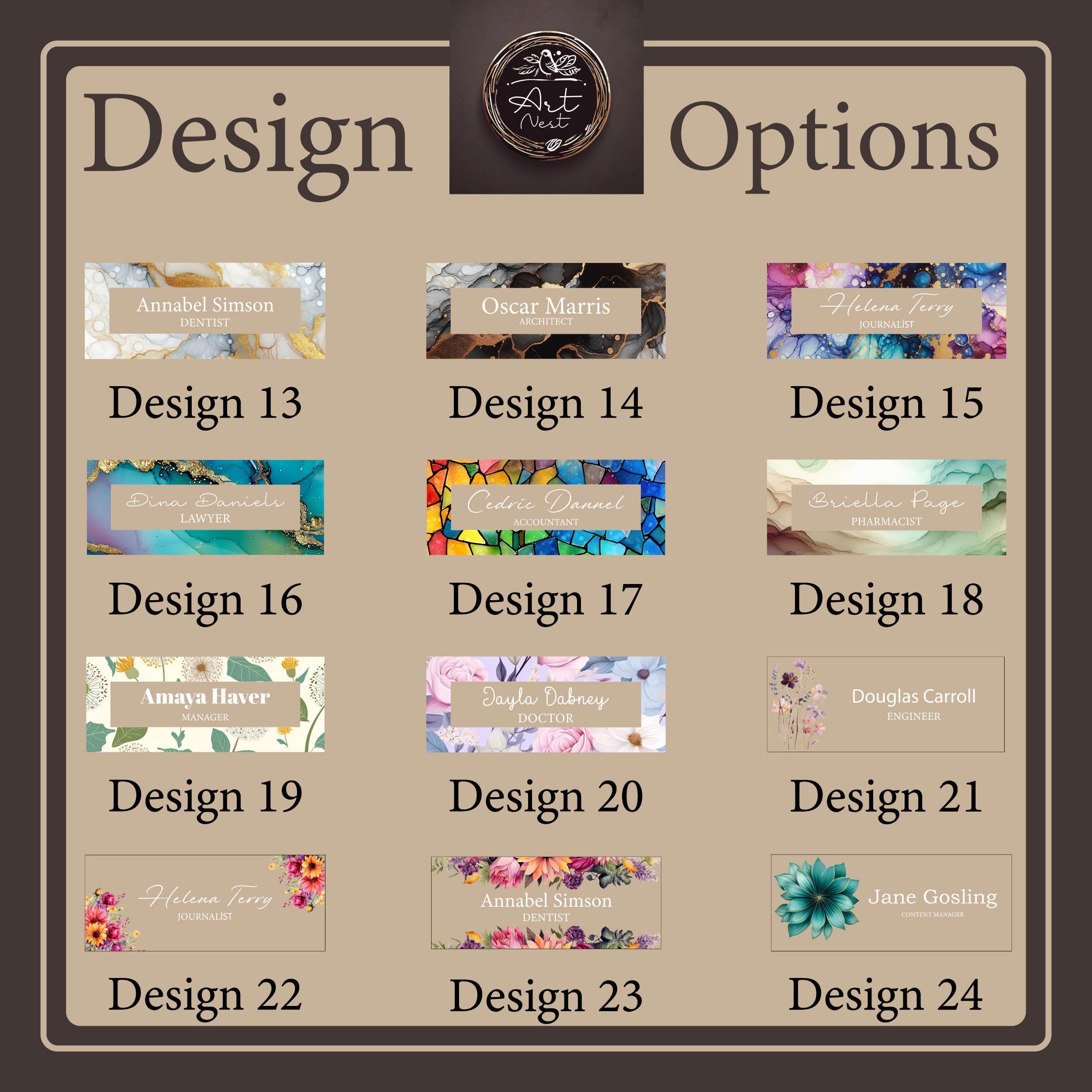 Personalized Name Plate for Desk, Flowers Wild Design on Clear Acrylic ...