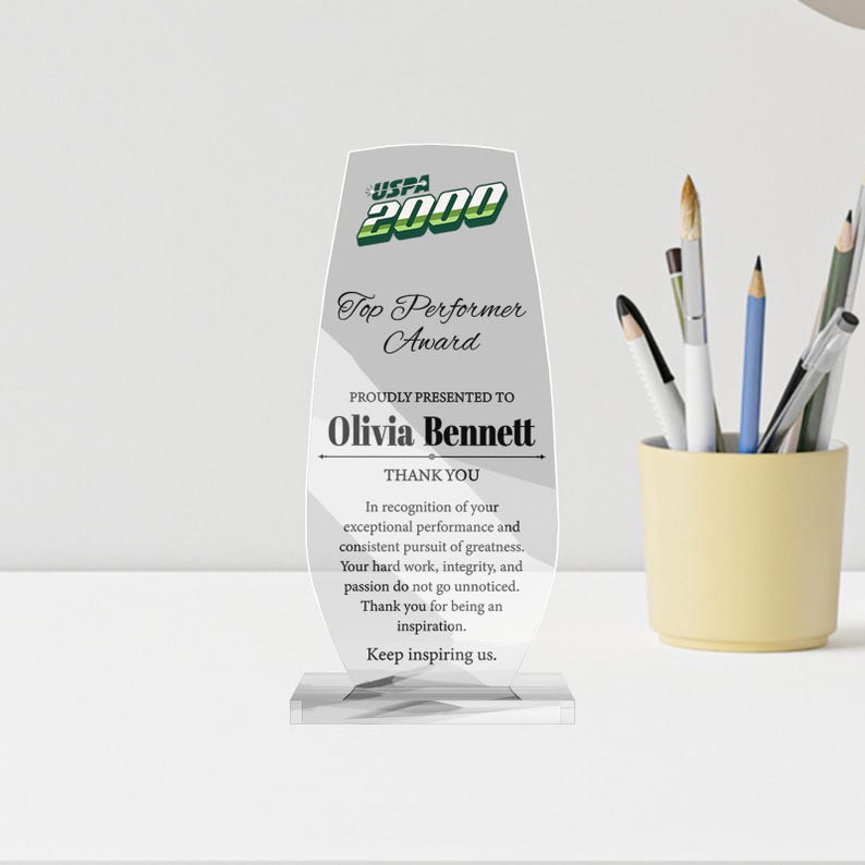 Top Performer Crystal Award | Custom Engraved Trophy for Employee ...