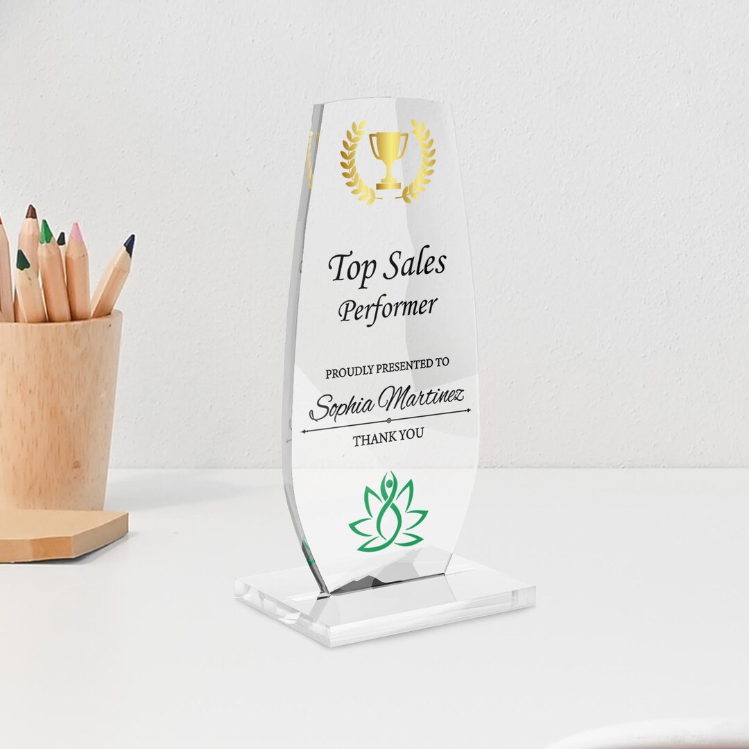 Custom Acrylic Award Trophy | Personalized Sales Achievement Plaque ...