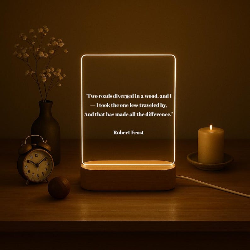 Personalized Quote LED Night Light: Custom Acrylic Lamp With Wooden ...