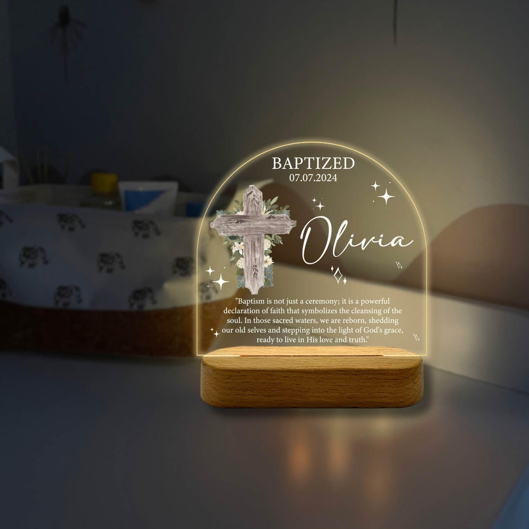 Custom Baptism Night Light for Baby - Baptism Gift Personalized ...