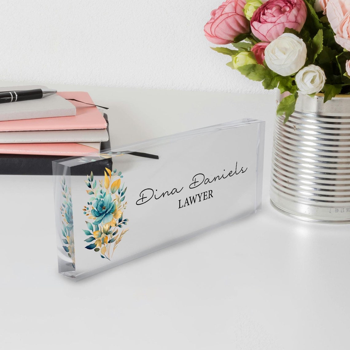 Personalized Acrylic Name Plate, Desk Sign Plaque, Customized Acrylic ...