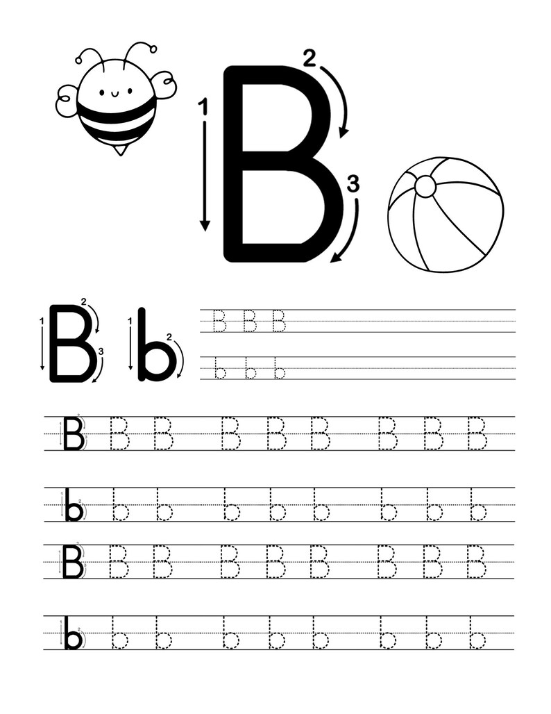 Alphabet Tracing/printable Worksheets for Prek-5/letter Printables ...