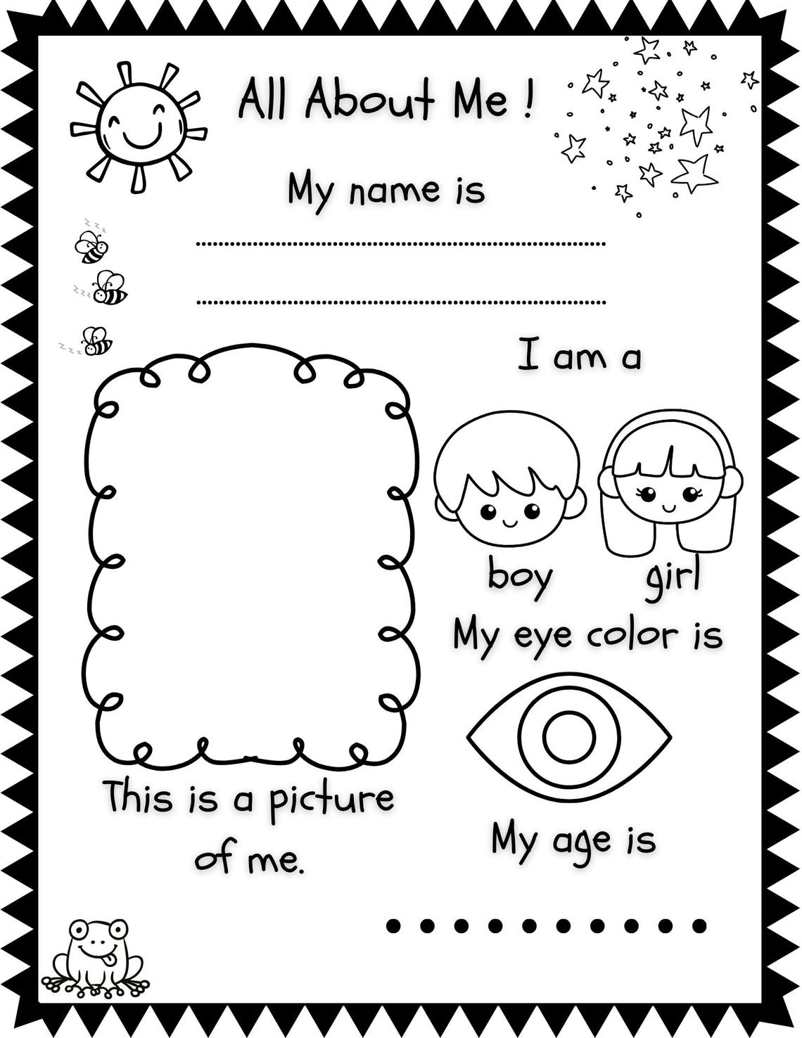 All About Me Sheets/printable Worksheets for Prek-5/student Printable ...
