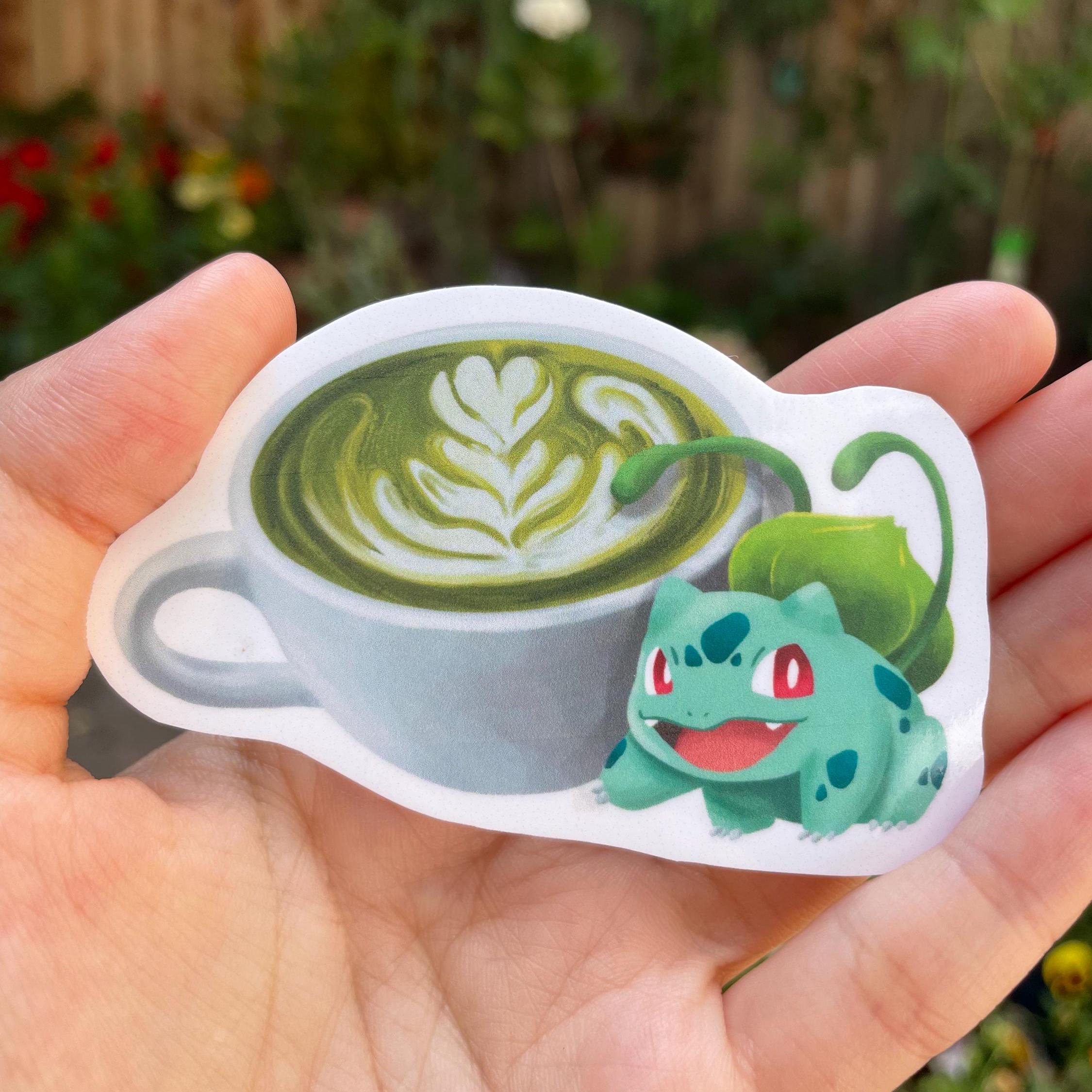 Bulbasaur Matcha Latte Pokemon Vinyl Sticker | Pokemon Sticker ...