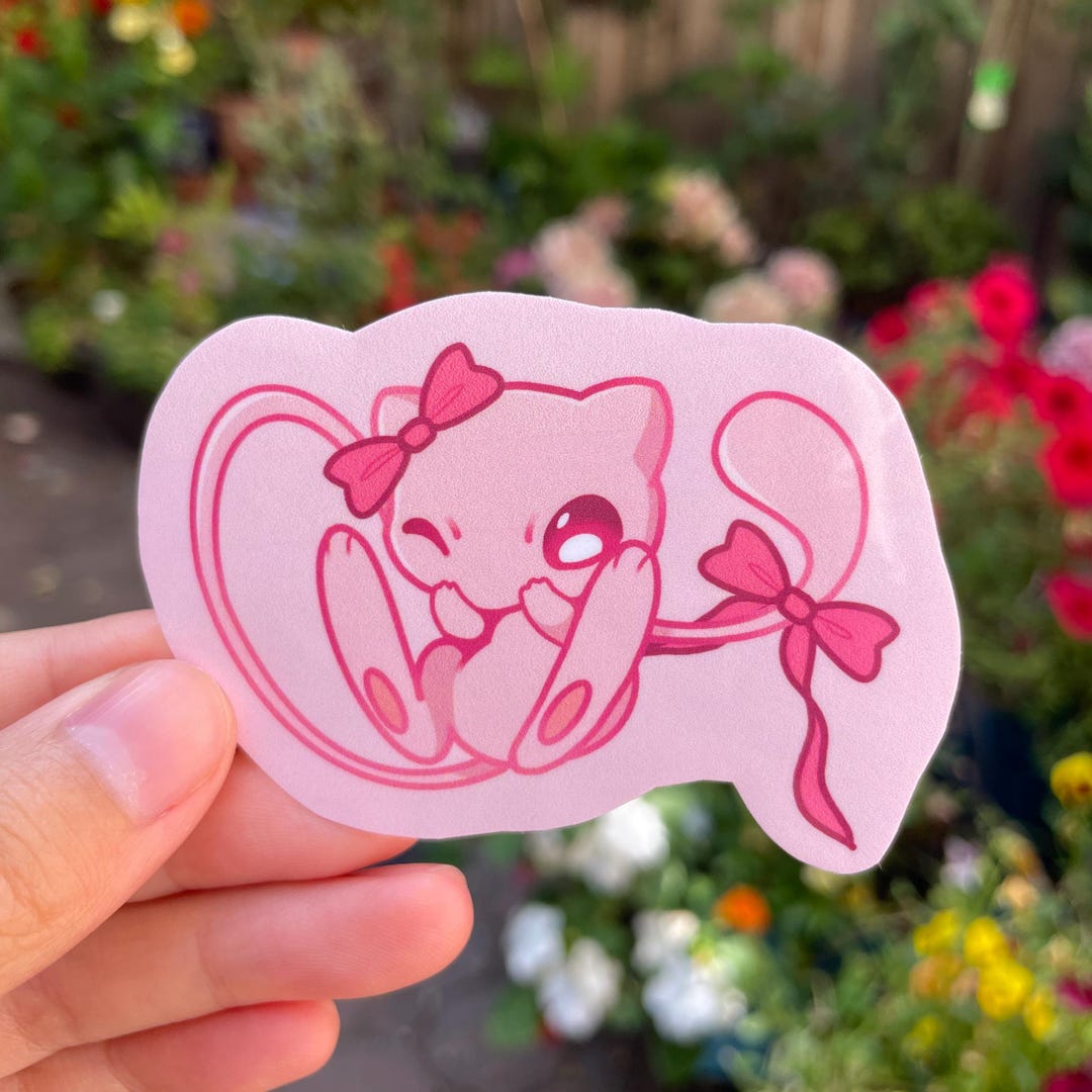Coquette Mew Vinyl Sticker | Pokemon Sticker | Holographic | Mew - Etsy