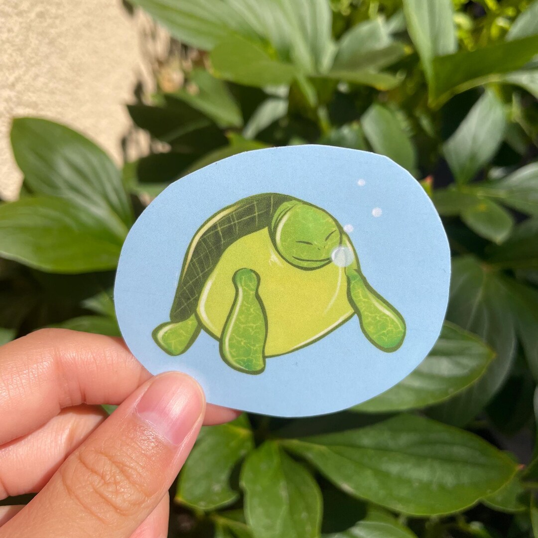 Sleepy Turtle Vinyl Sticker | Cute Turtle | Animal Sticker - Etsy
