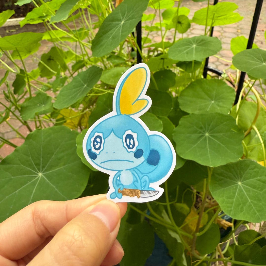 Sobble Holding Knife Vinyl Sticker | Cute Pokemon Sticker - Etsy