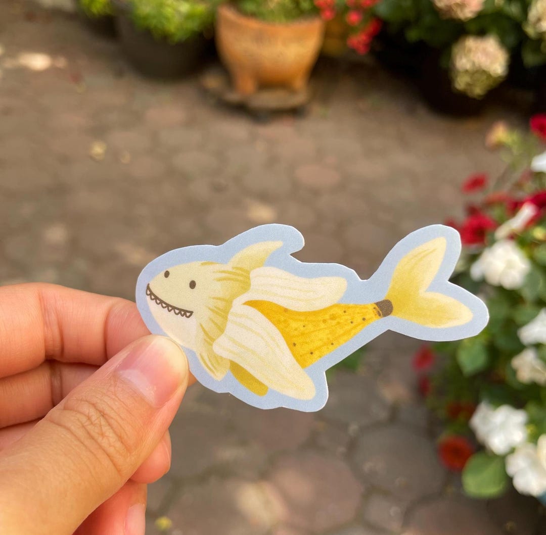 Banana Shark Vinyl Sticker | Cute Shark Sticker | Fruit Sticker | Food ...
