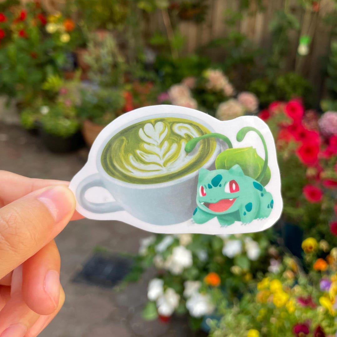 Bulbasaur Matcha Latte Pokemon Vinyl Sticker | Pokemon Sticker ...