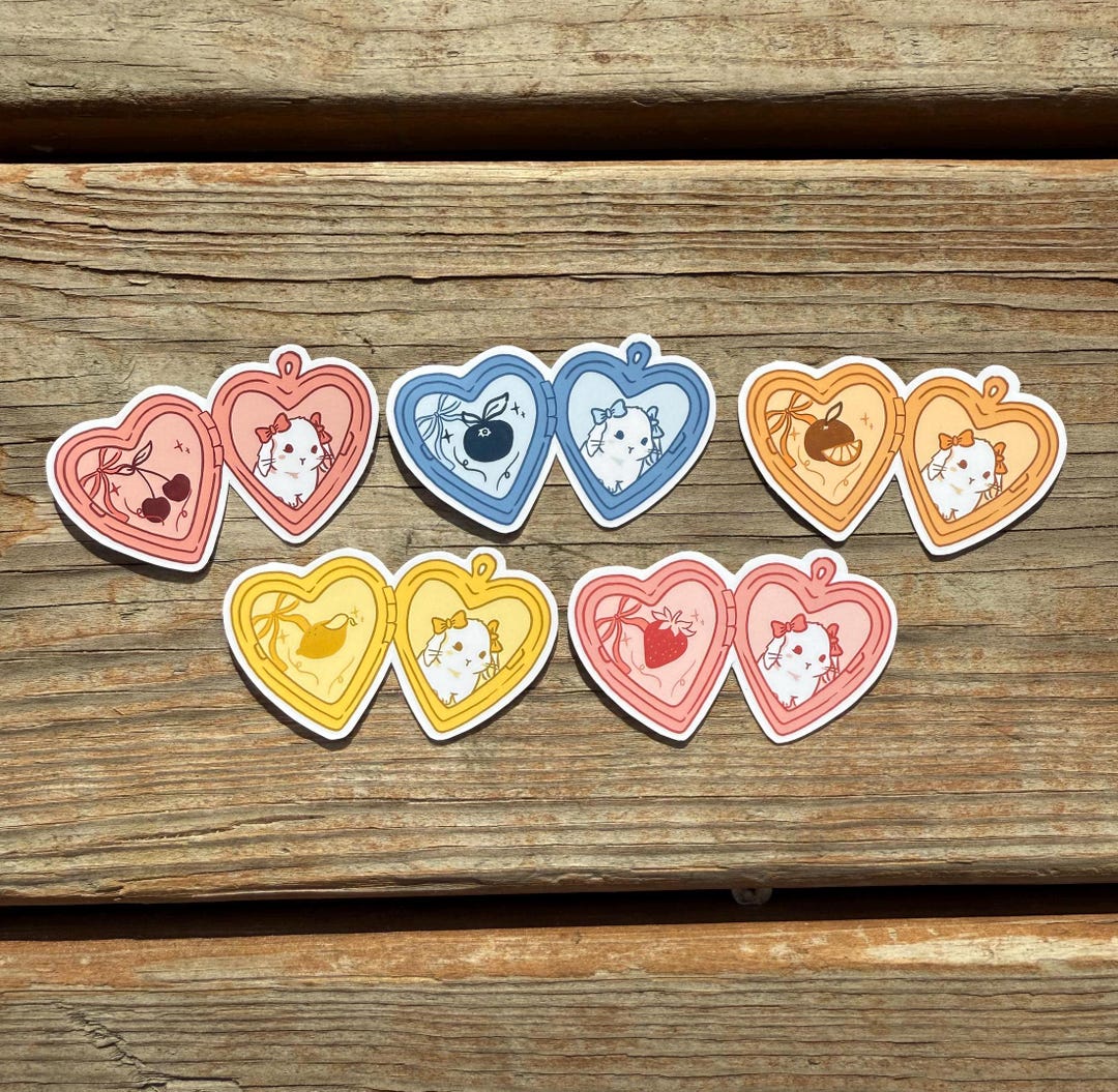 Fruit Heart Locket Vinyl Sticker Pack | Cute Fruit Sticker - Etsy