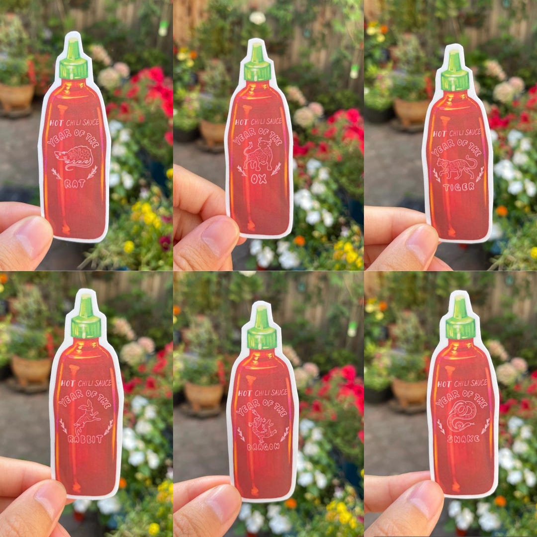 Zodiac Sriracha Vinyl Sticker | Zodiac Sticker | Food Animals - Etsy