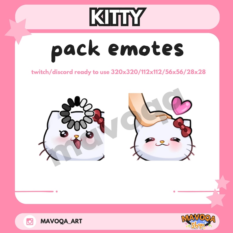 Emote Pack Kawaii Kitty - Cute for Twitch and Discord - Etsy