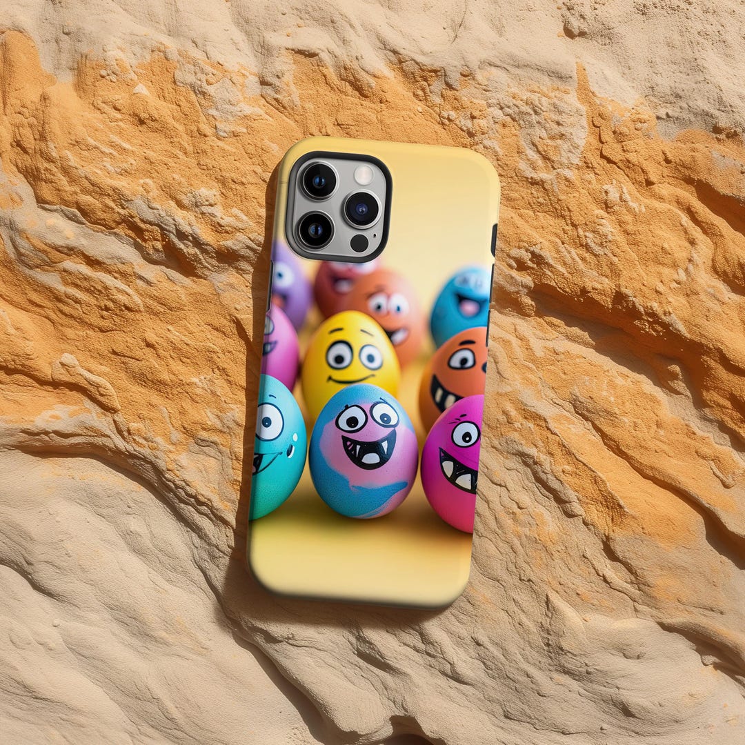 Funny Easter Egg Face Phone Case for iPhone 16 Pro Max Samsung Galaxy ...