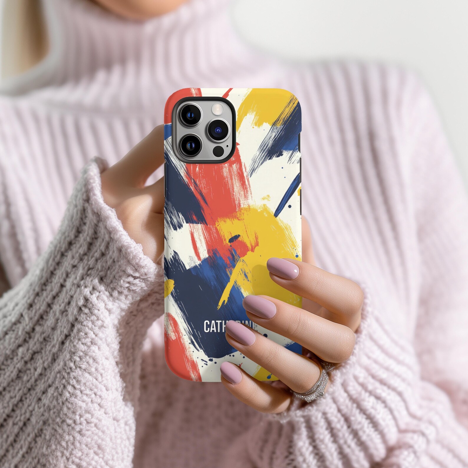 Abstract Art Phone Case Modern Brushstroke Design iPhone 16 15 14 ...