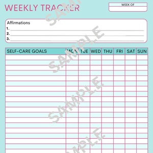 Self Care Weekly Checklist Daily Habit Tracker - Etsy